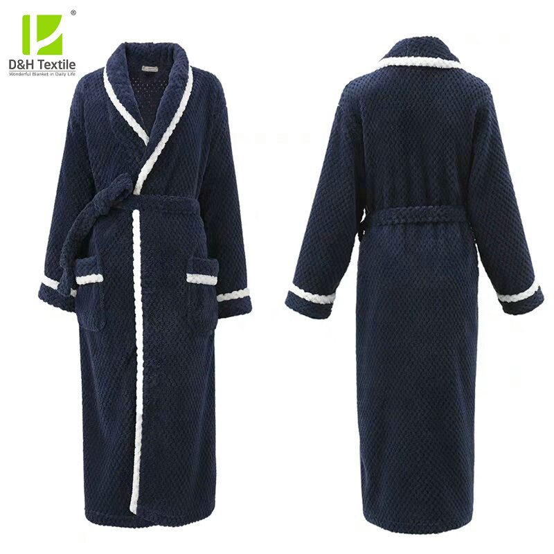Home Textile China Womens Bathrobe Custom Made Mature Solid Flannel ...